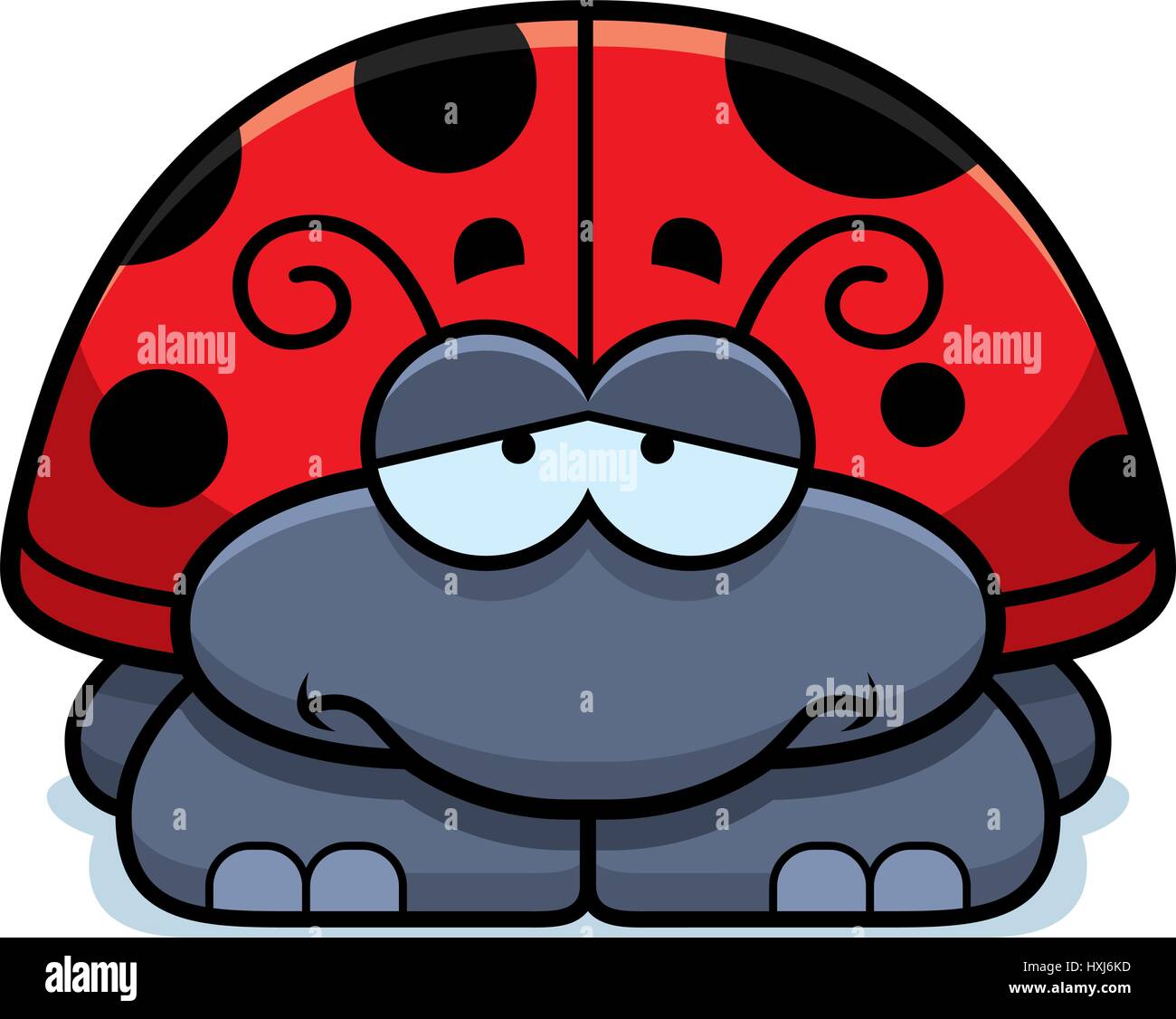 A cartoon illustration of a little ladybug with a sad expression Stock ...