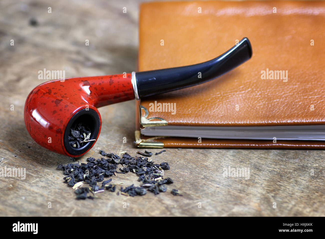 pipe tobacco table wooden Stock Photo - Alamy