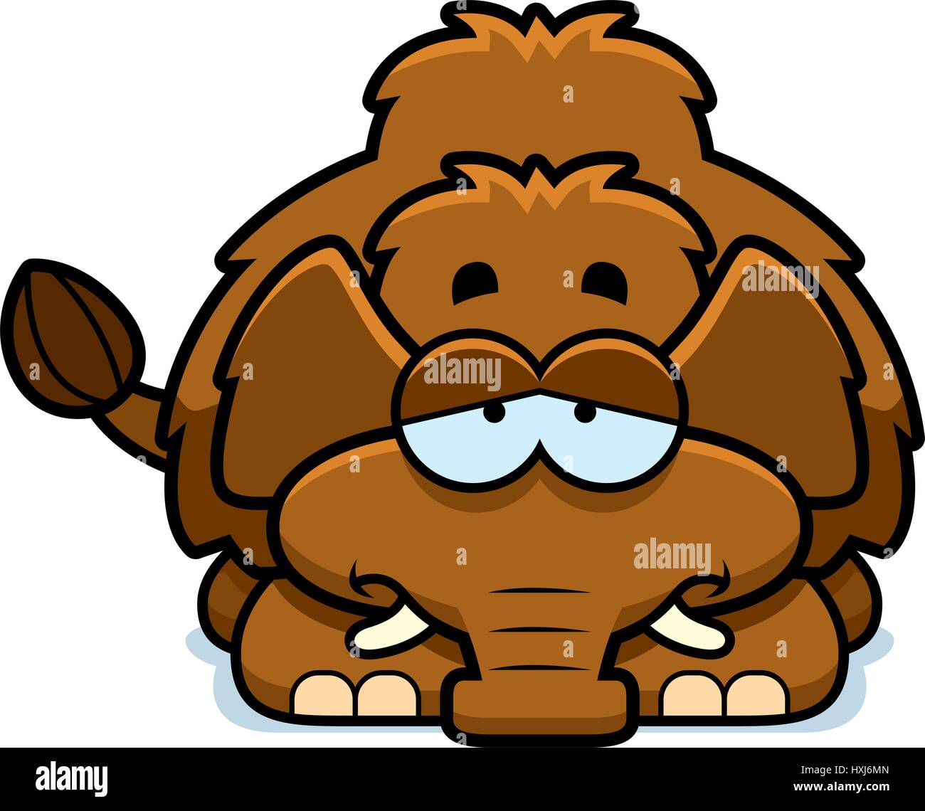 A cartoon illustration of a little mammoth with a sad expression Stock ...