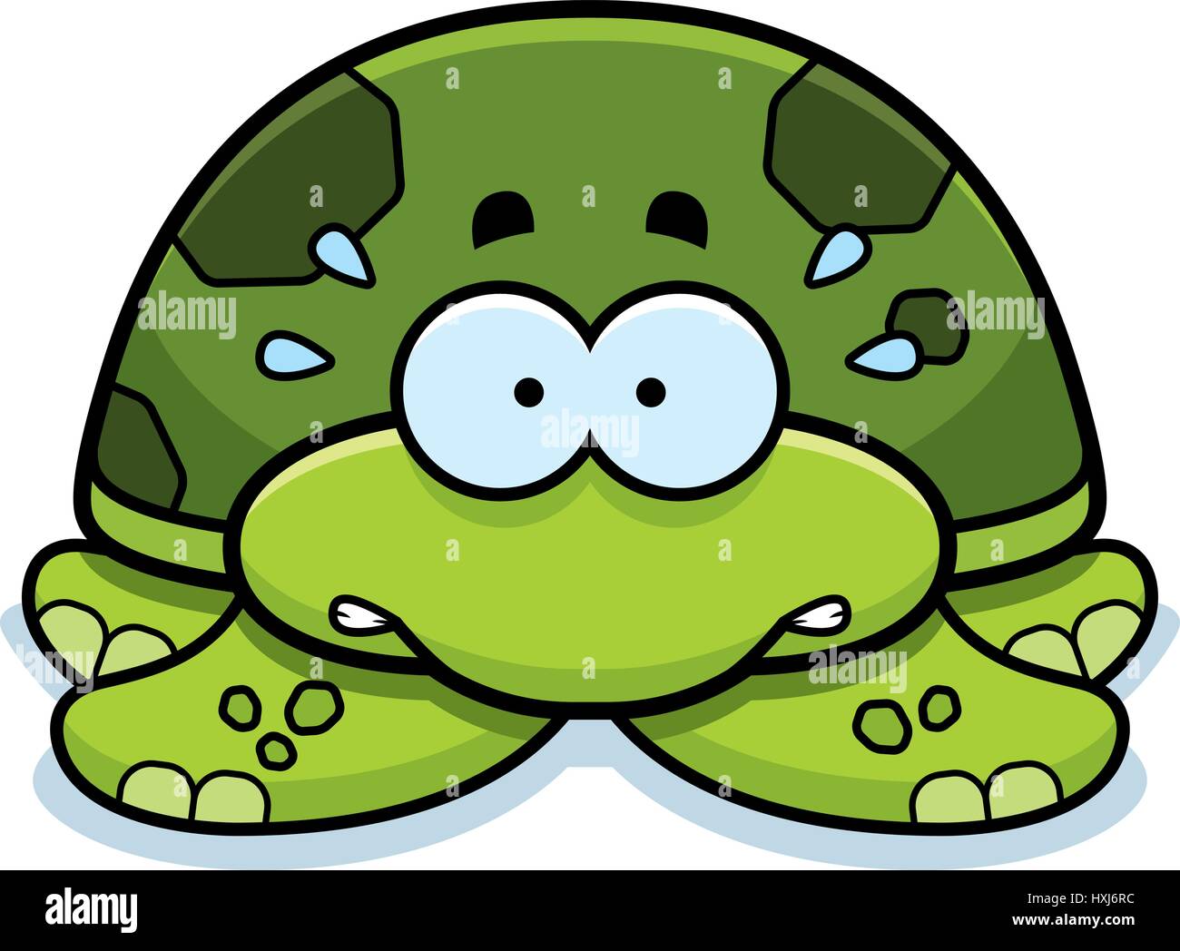 A cartoon illustration of a little sea turtle looking nervous Stock ...