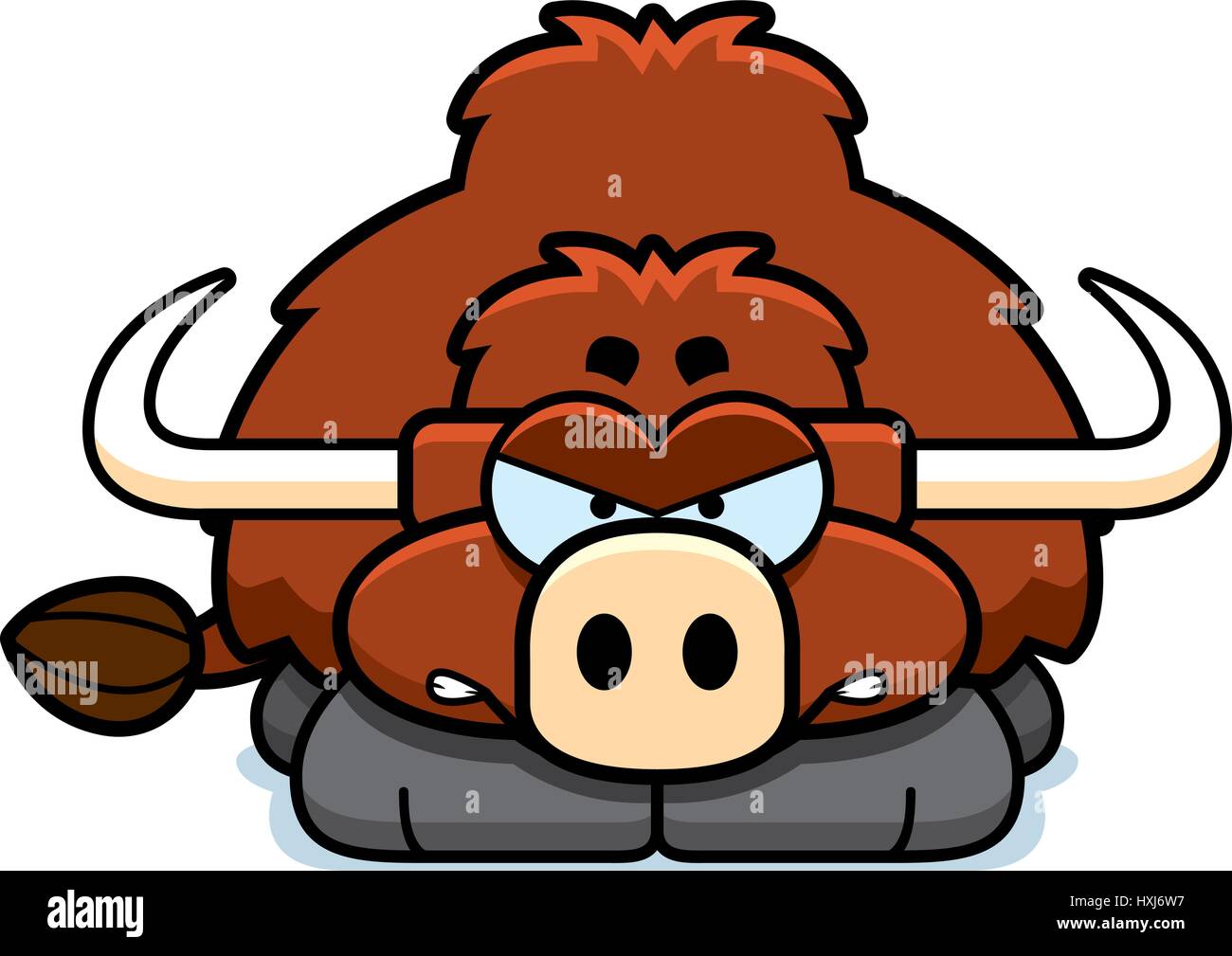 A cartoon illustration of a little yak with an angry expression Stock ...