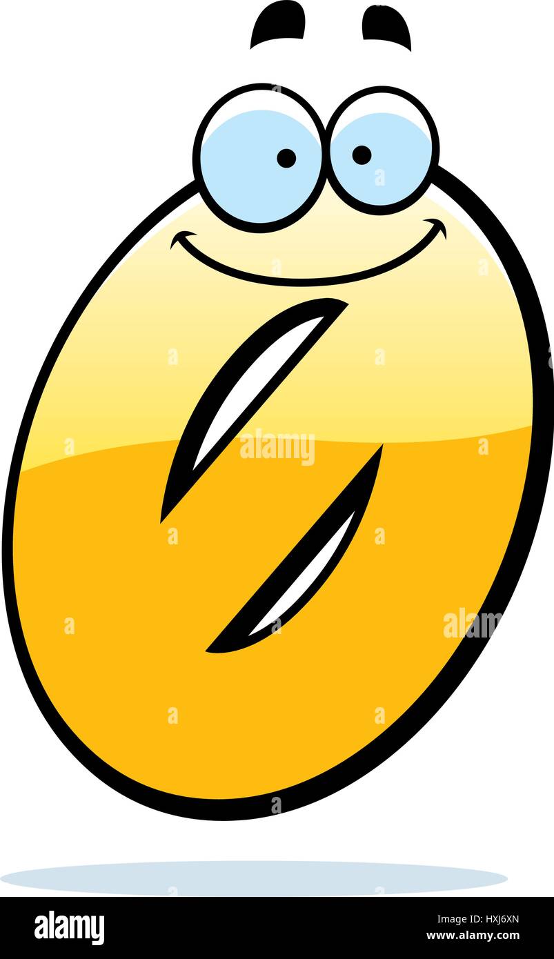 A cartoon illustration of a number zero smiling and happy Stock Vector ...