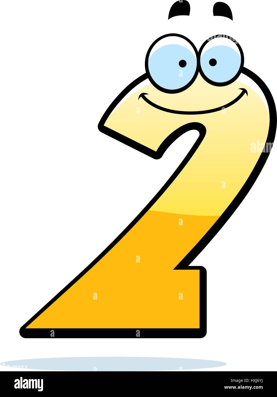 A cartoon illustration of a number two smiling and happy Stock Vector ...