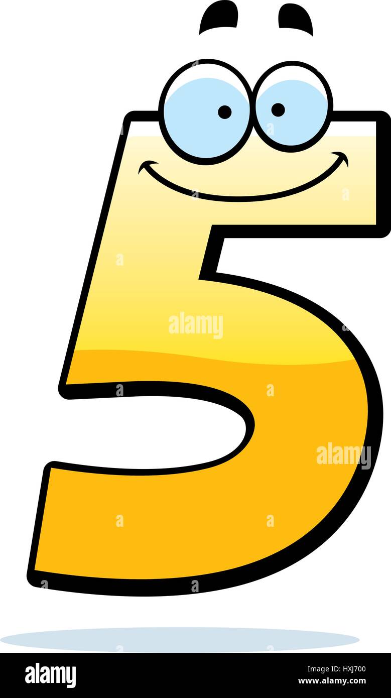 A cartoon illustration of a number five smiling and happy Stock Vector ...