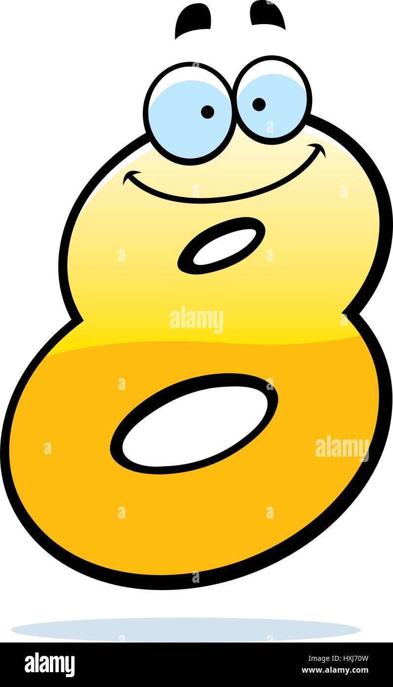 A cartoon illustration of a number eight smiling and happy Stock Vector ...