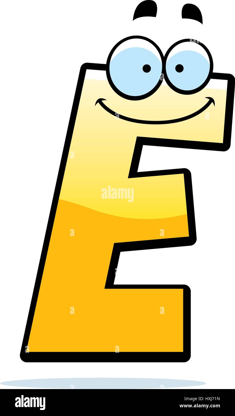 A cartoon illustration of a letter E smiling and happy Stock Vector ...
