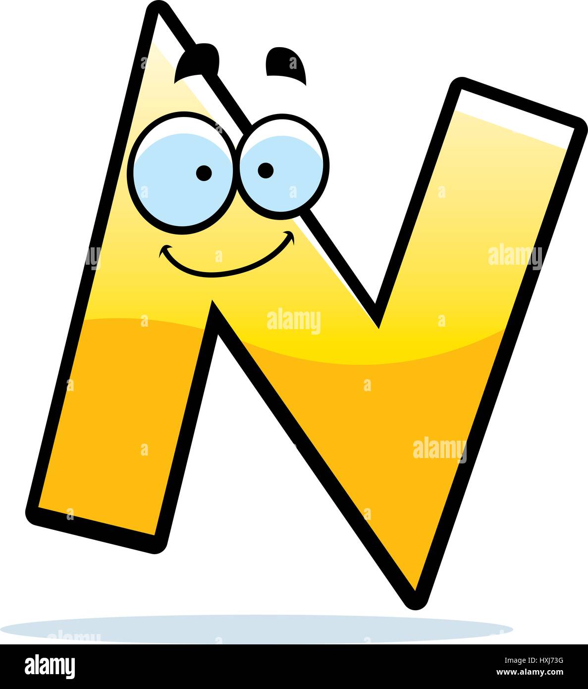 A cartoon illustration of a letter N smiling and happy Stock Vector ...