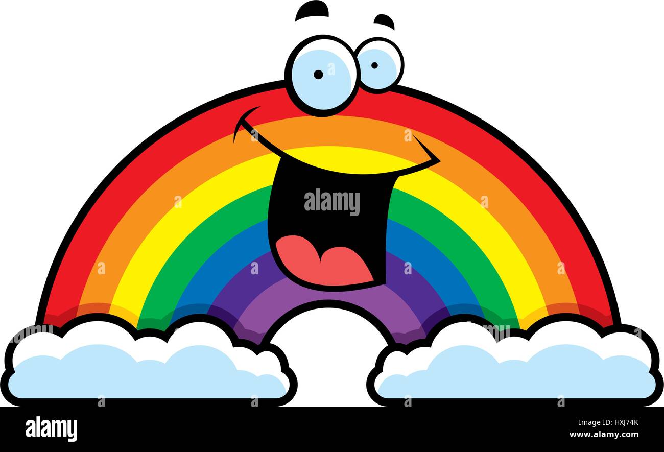 A cartoon illustration of a rainbow smiling and happy Stock Vector ...