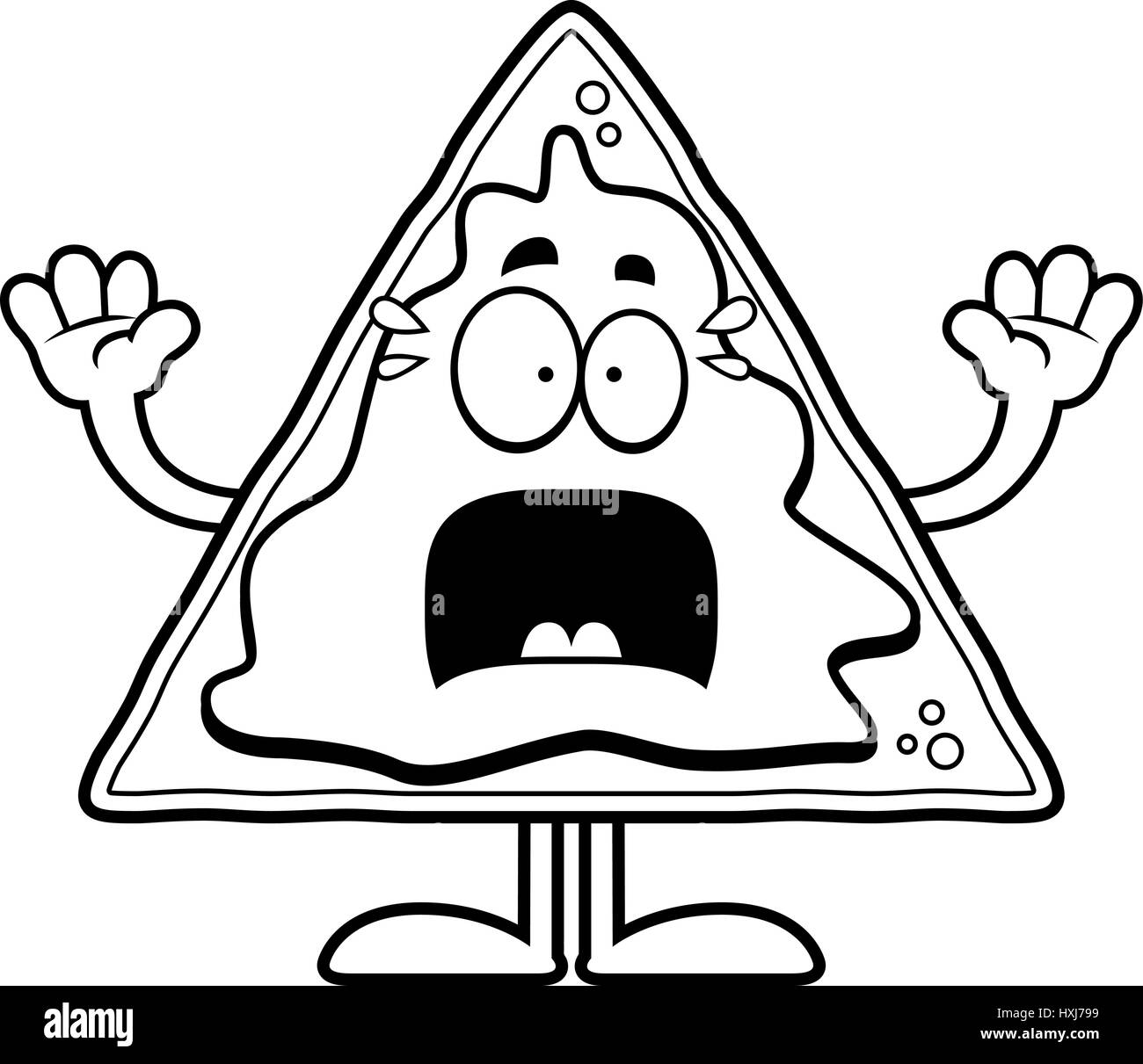A cartoon illustration of a nacho chip looking scared Stock Vector ...