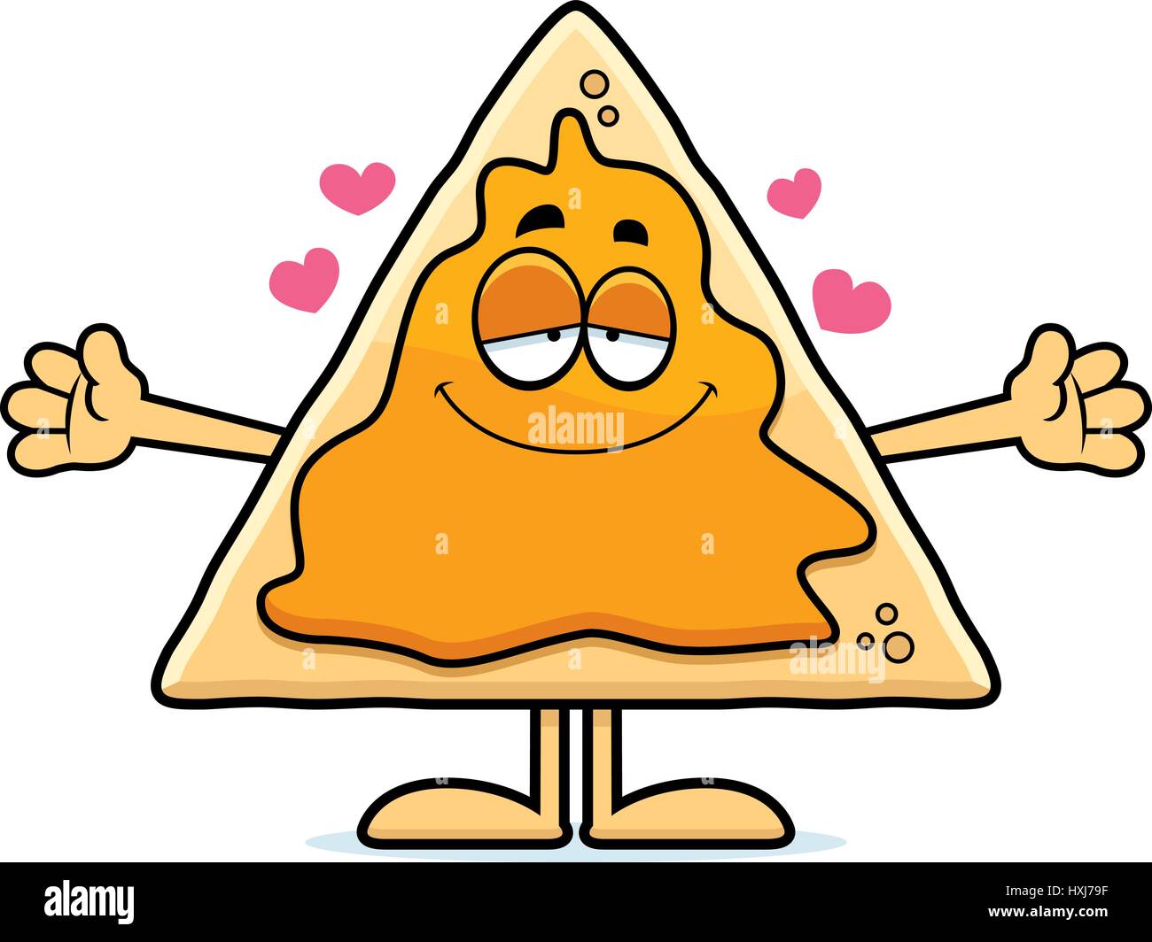 A cartoon illustration of a nacho chip ready to give a hug Stock Vector ...