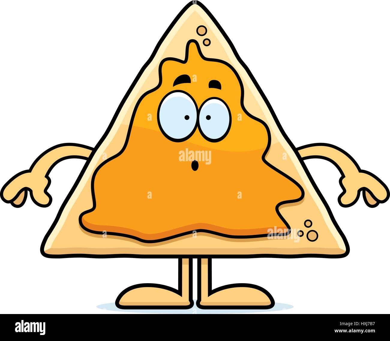A cartoon illustration of a nacho chip looking surprised Stock Vector ...