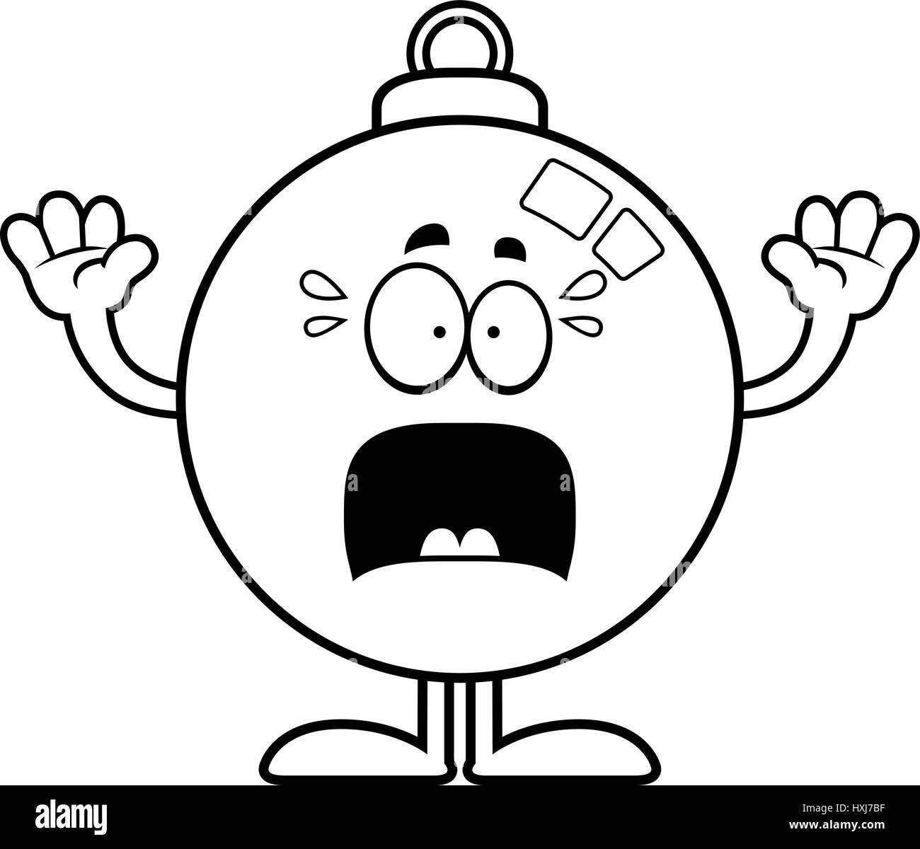 A cartoon illustration of a Christmas ornament looking scared Stock ...