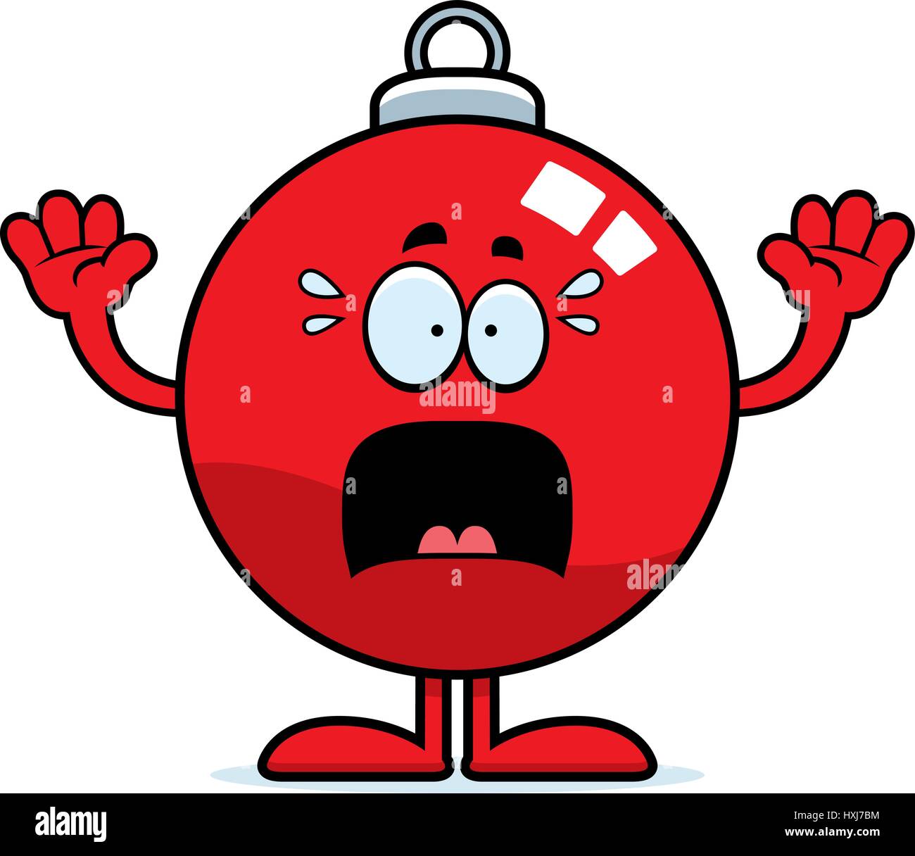 A cartoon illustration of a Christmas ornament looking scared Stock ...