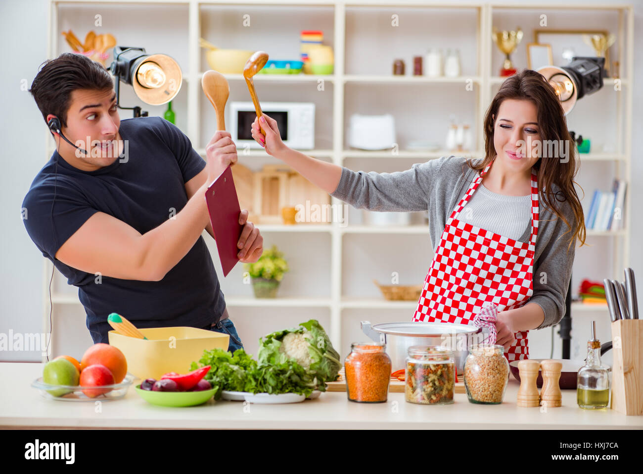 Food cooking tv show in the studio Stock Photo - Alamy