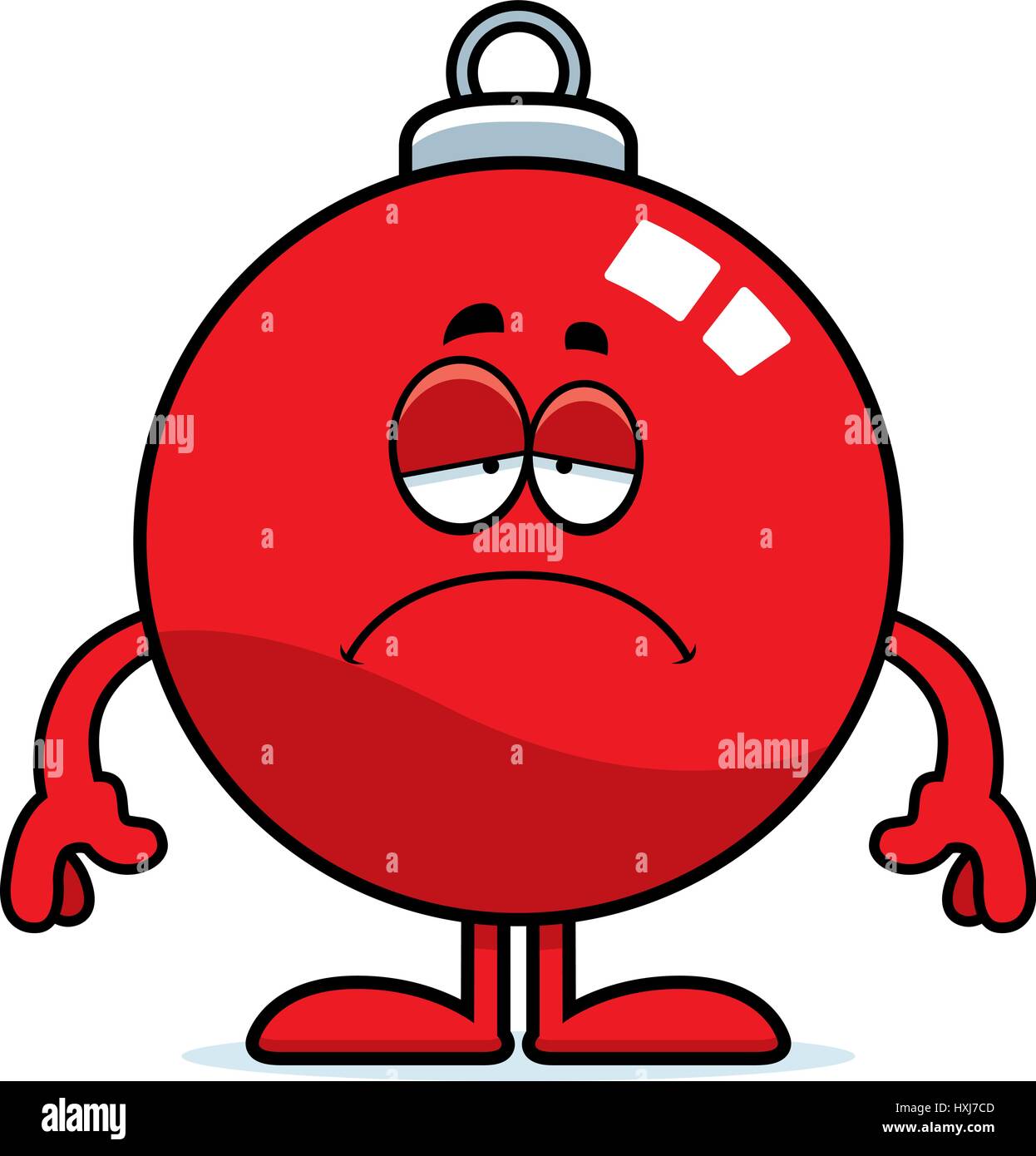A cartoon illustration of a Christmas ornament looking sad Stock Vector ...