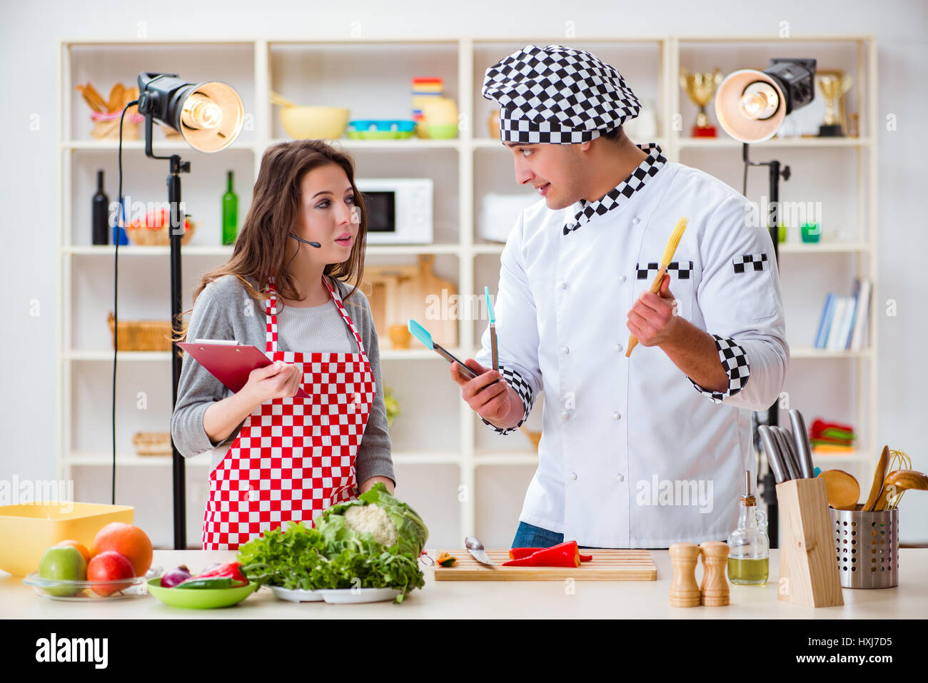 Food cooking tv show in the studio Stock Photo - Alamy