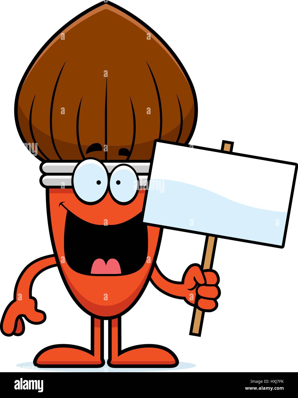 A cartoon illustration of a paintbrush holding a sign Stock Vector ...