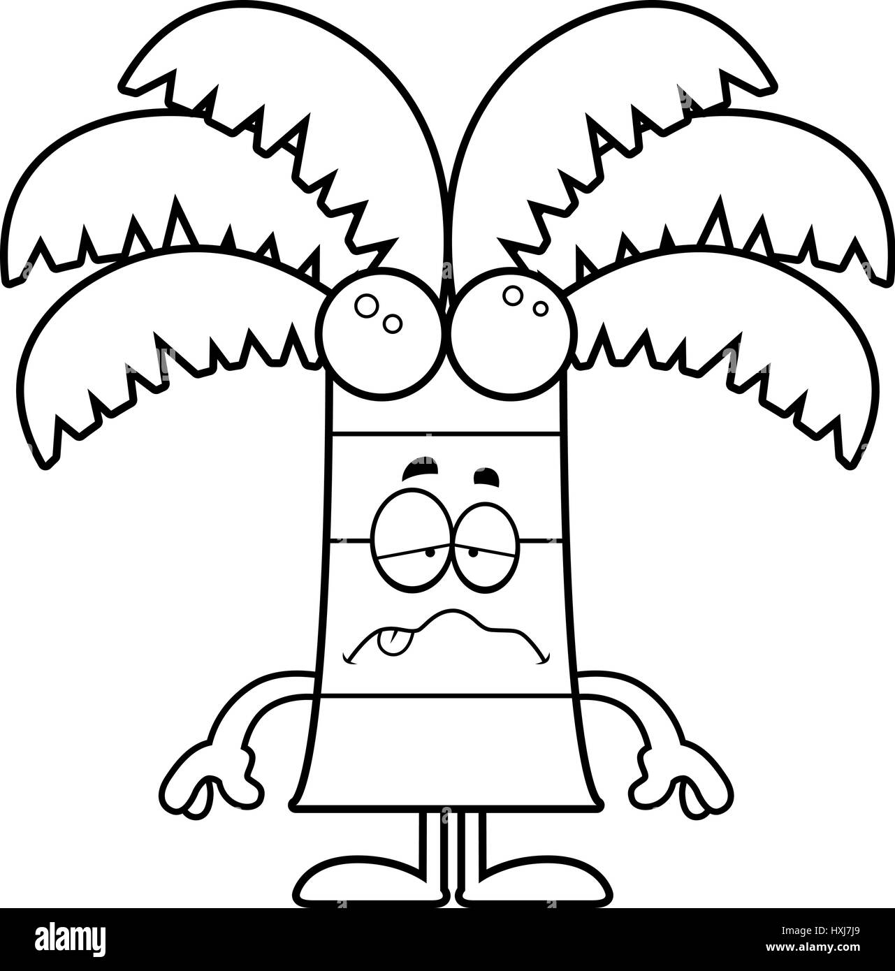 A cartoon illustration of a palm tree looking sick Stock Vector Image ...