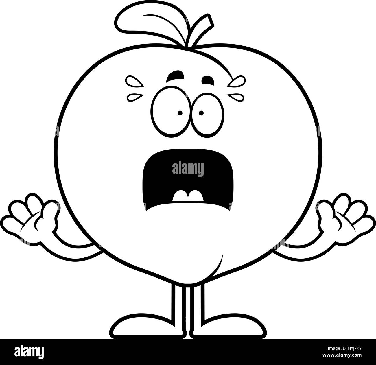 A cartoon illustration of a peach looking scared Stock Vector Image ...