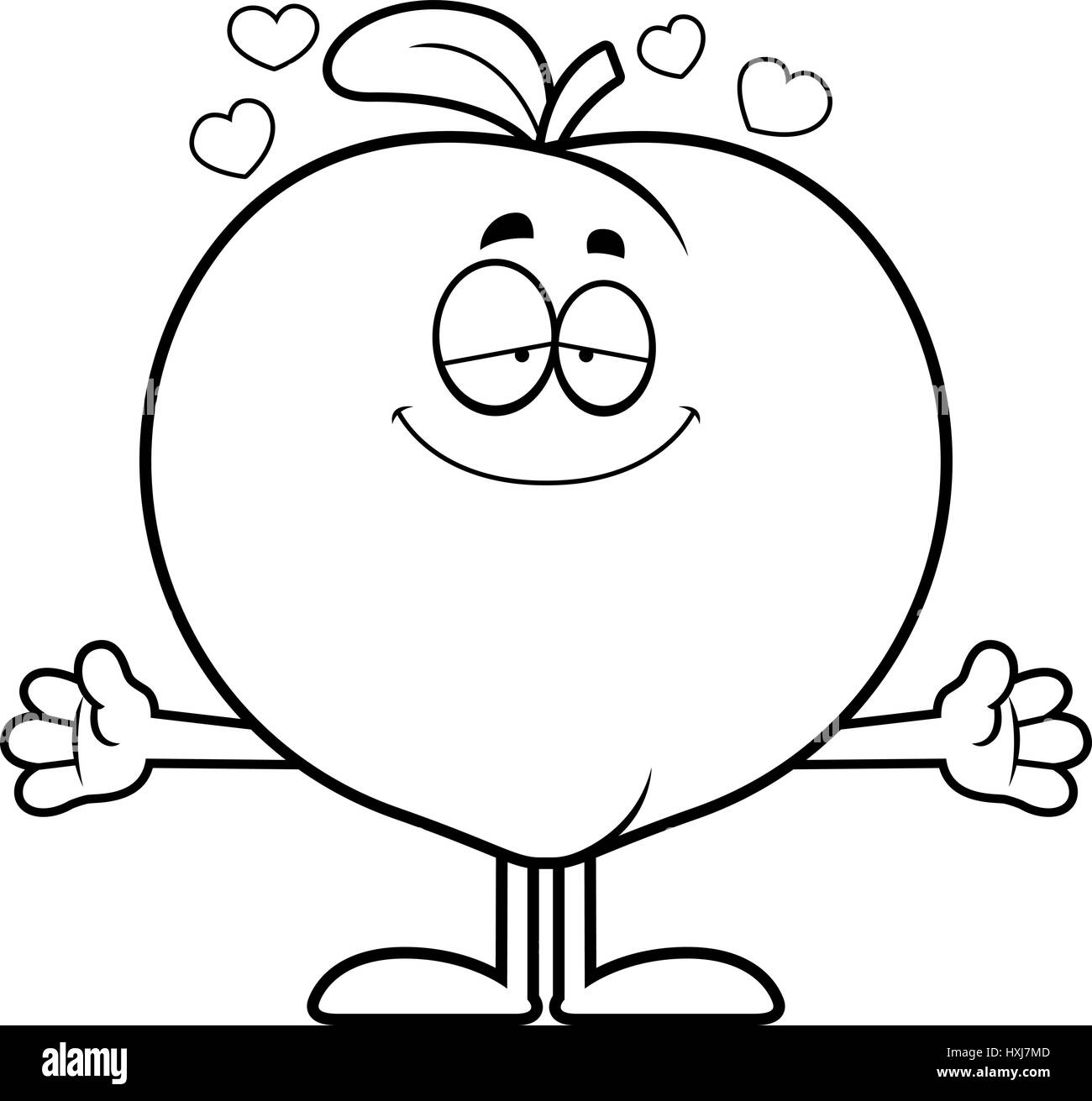 A cartoon illustration of a peach ready to give a hug Stock Vector ...