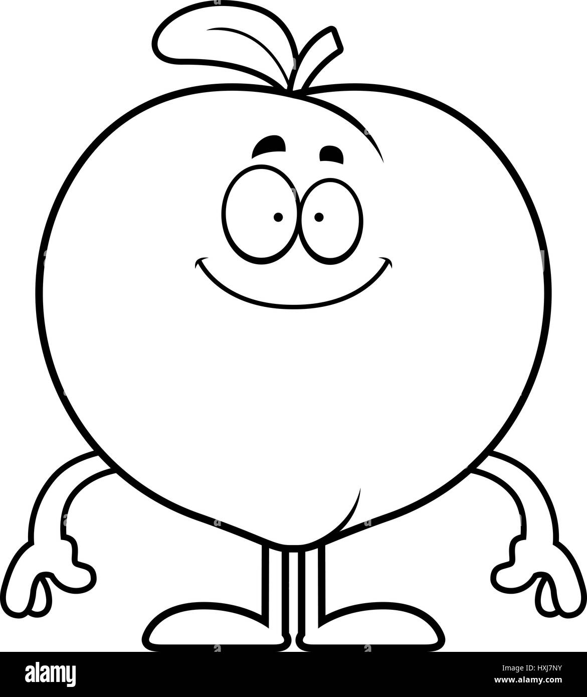 A cartoon illustration of a peach looking happy Stock Vector Image ...
