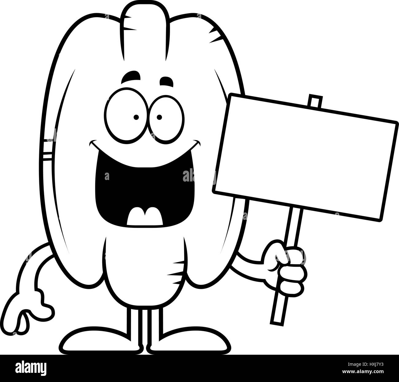 A cartoon illustration of a pecan holding a sign Stock Vector Image ...