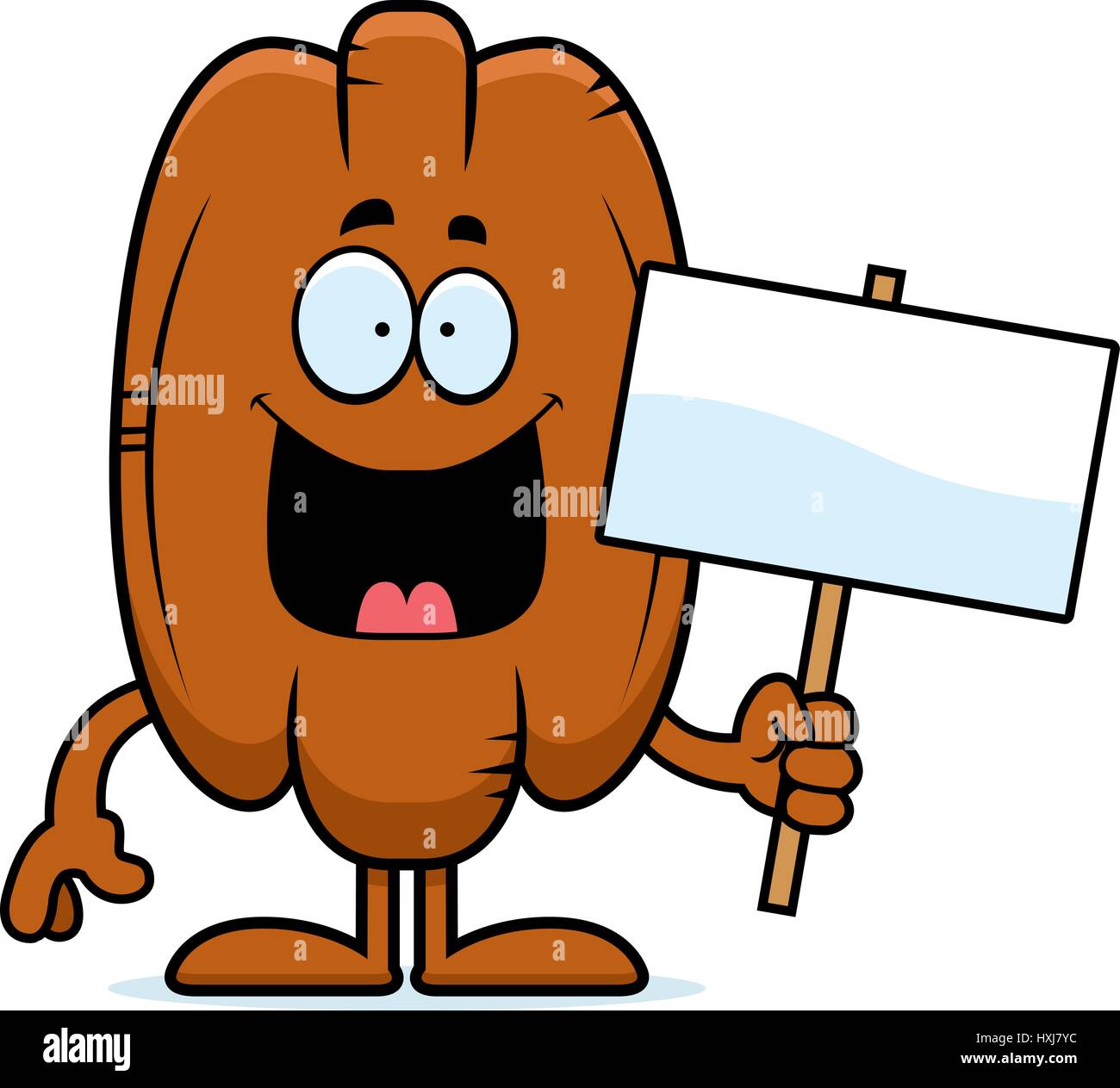 A cartoon illustration of a pecan holding a sign Stock Vector Image ...