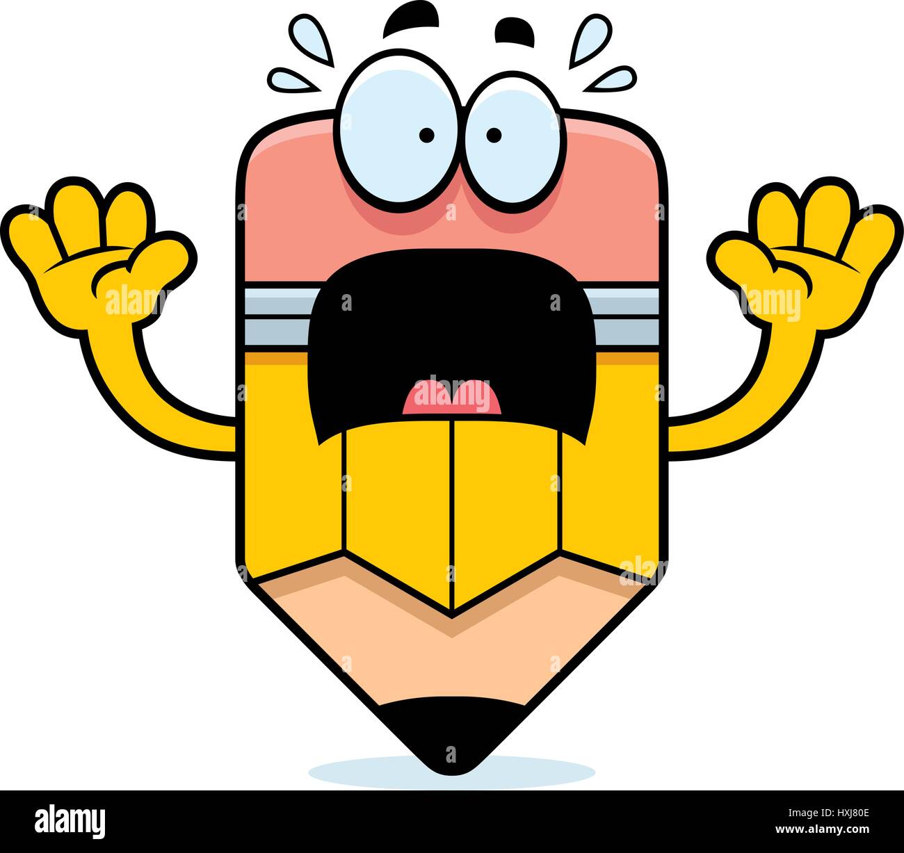 A cartoon illustration of a pencil looking scared Stock Vector Image ...