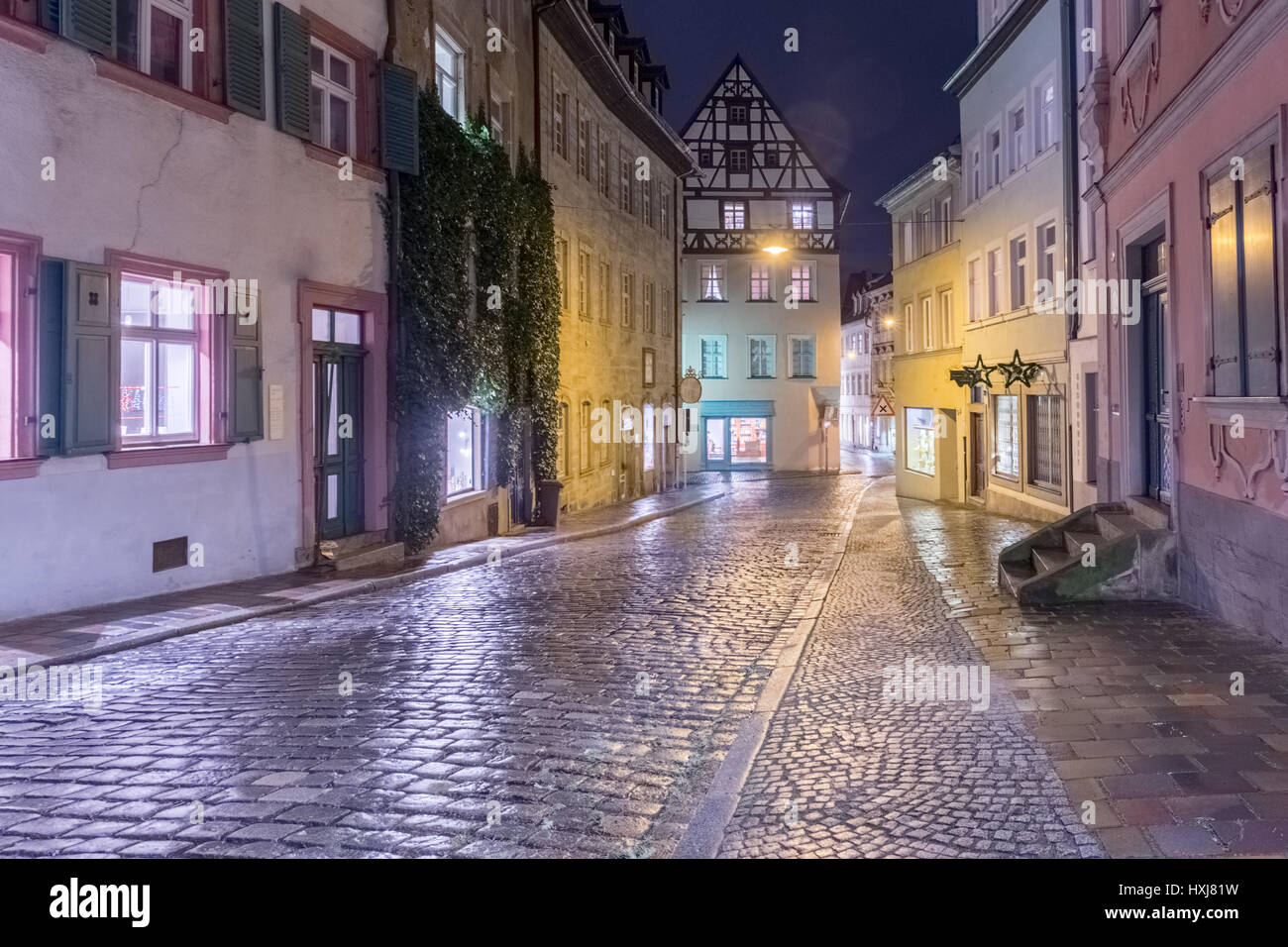 Wet street in bamberg hi-res stock photography and images - Alamy