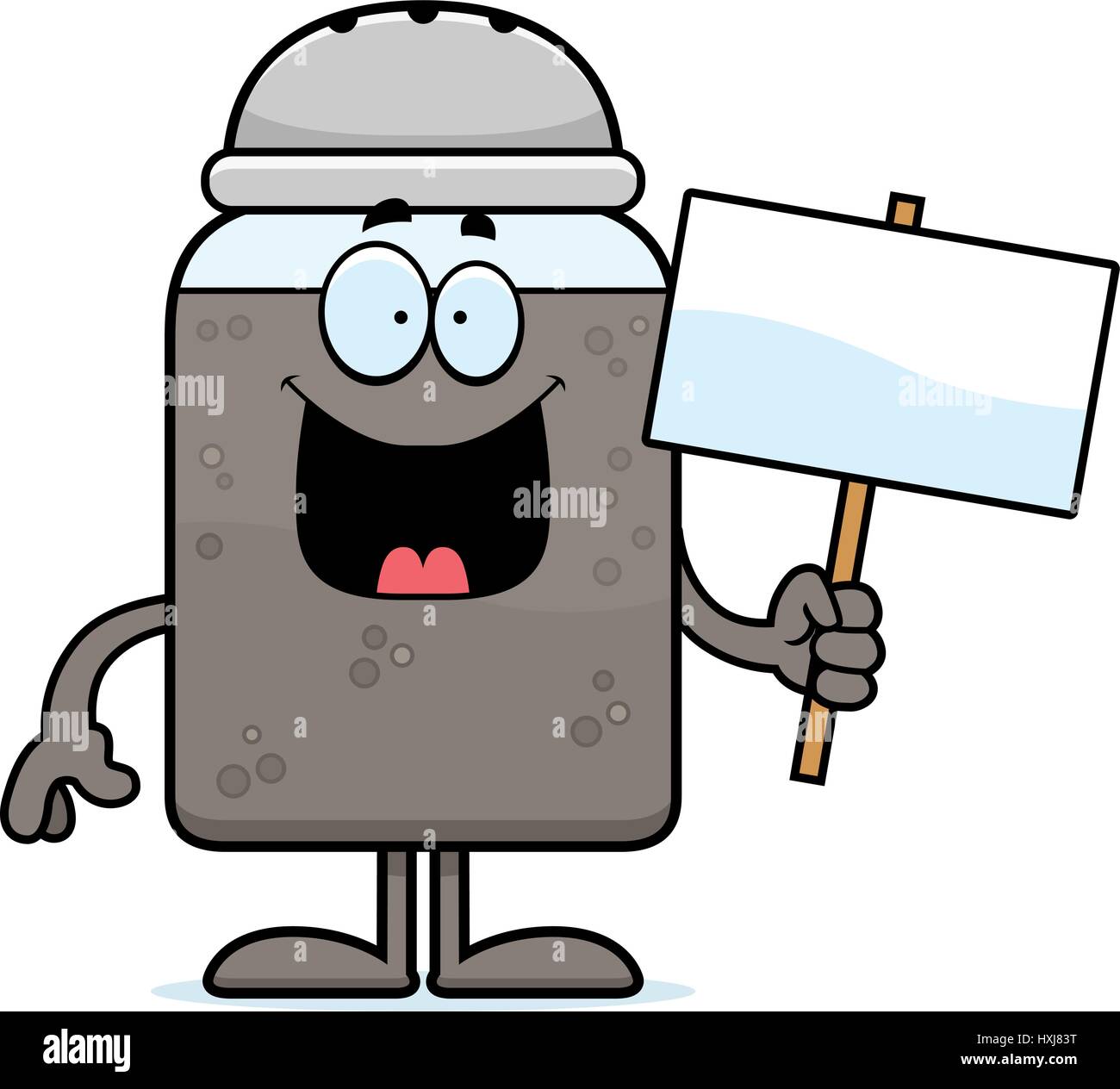 A cartoon illustration of a pepper shaker holding a sign Stock Vector ...