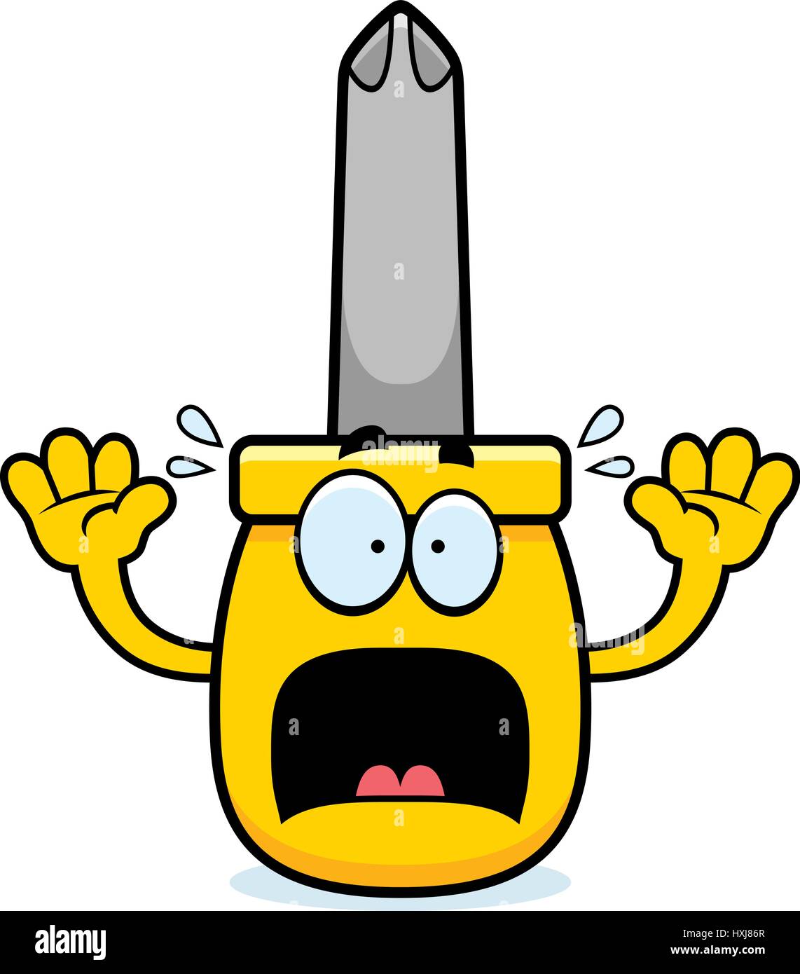 A cartoon illustration of a screwdriver looking scared Stock Vector ...