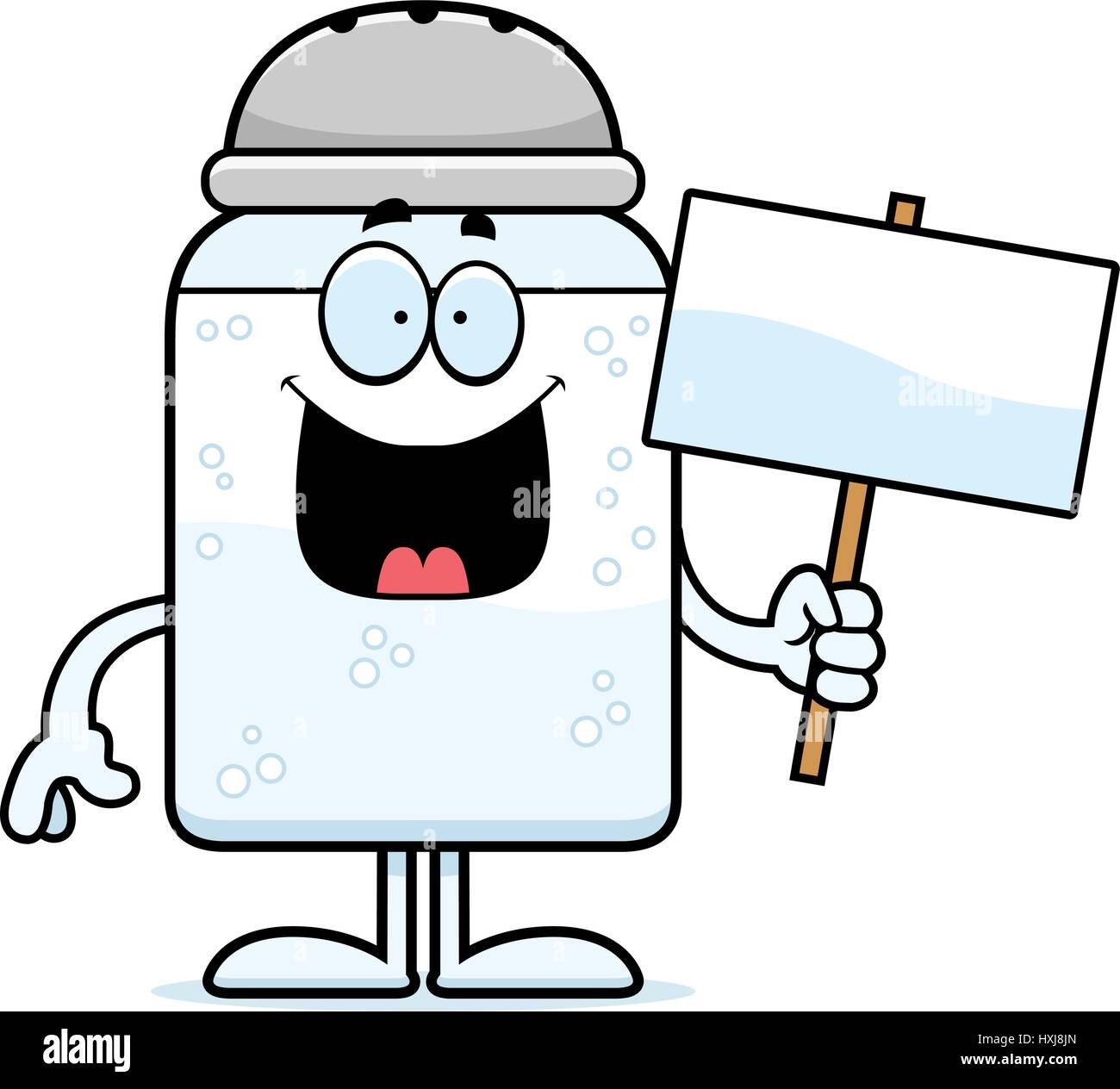 A cartoon illustration of a salt shaker holding a sign Stock Vector ...