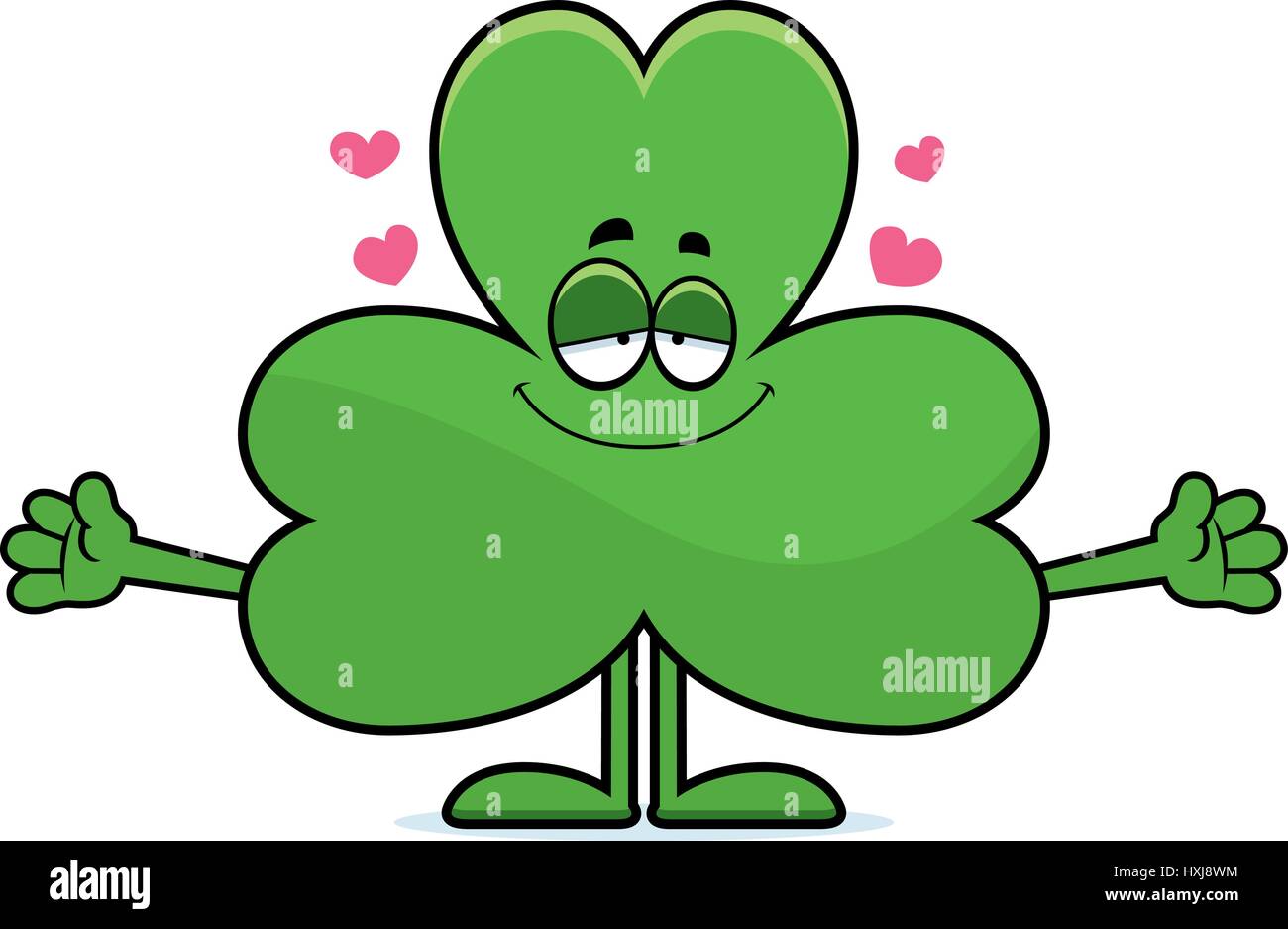 A cartoon illustration of a shamrock ready to give a hug Stock Vector ...