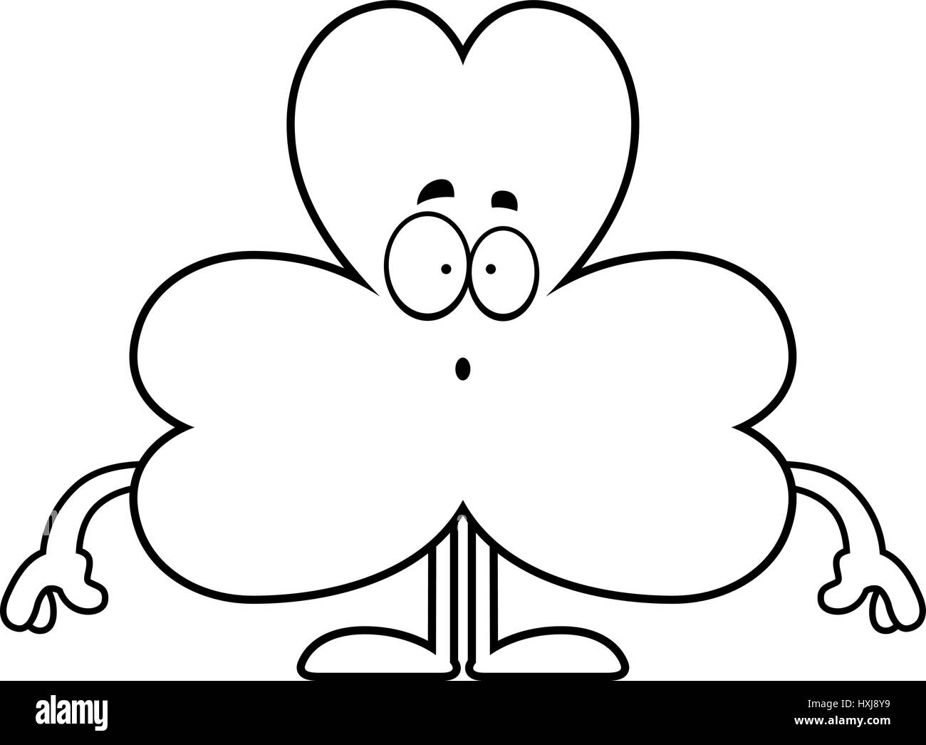 A cartoon illustration of a shamrock looking surprised Stock Vector ...