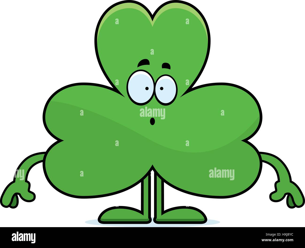 A cartoon illustration of a shamrock looking surprised Stock Vector ...