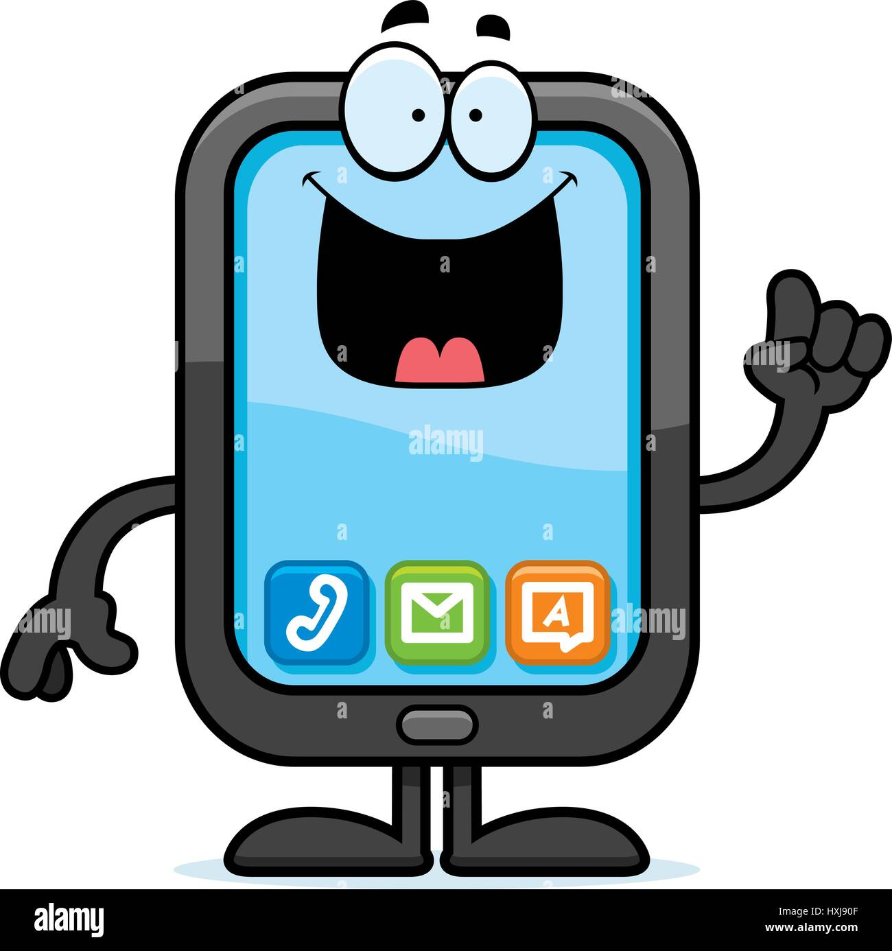 A cartoon illustration of a smartphone with an idea Stock Vector Image ...