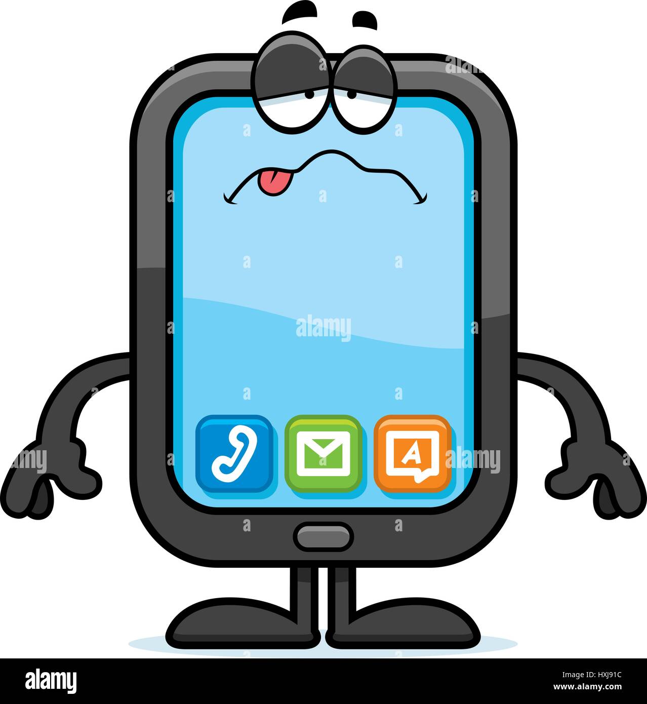 A cartoon illustration of a smartphone looking sick Stock Vector Image ...