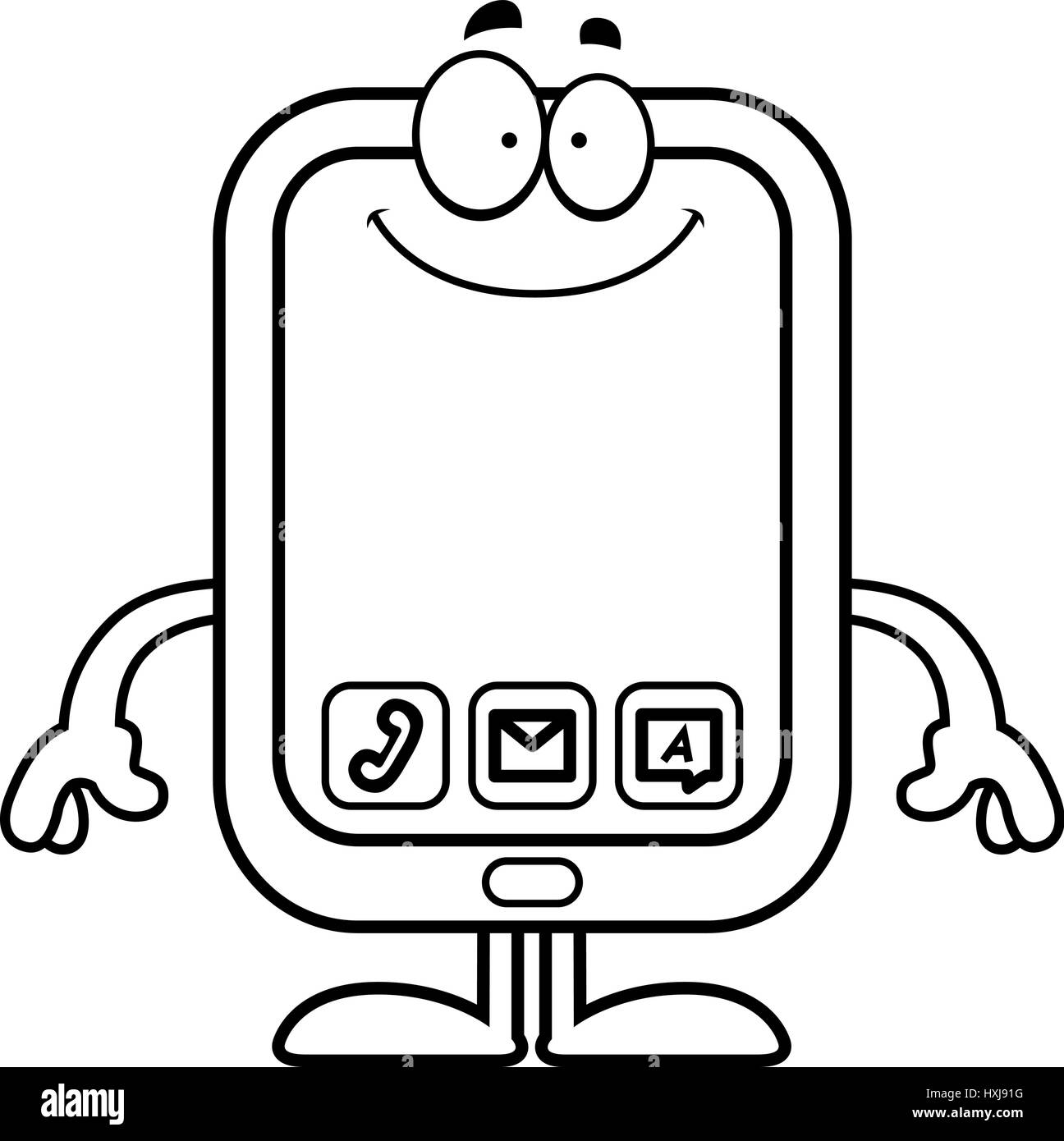 A cartoon illustration of a smartphone looking happy Stock Vector Image ...