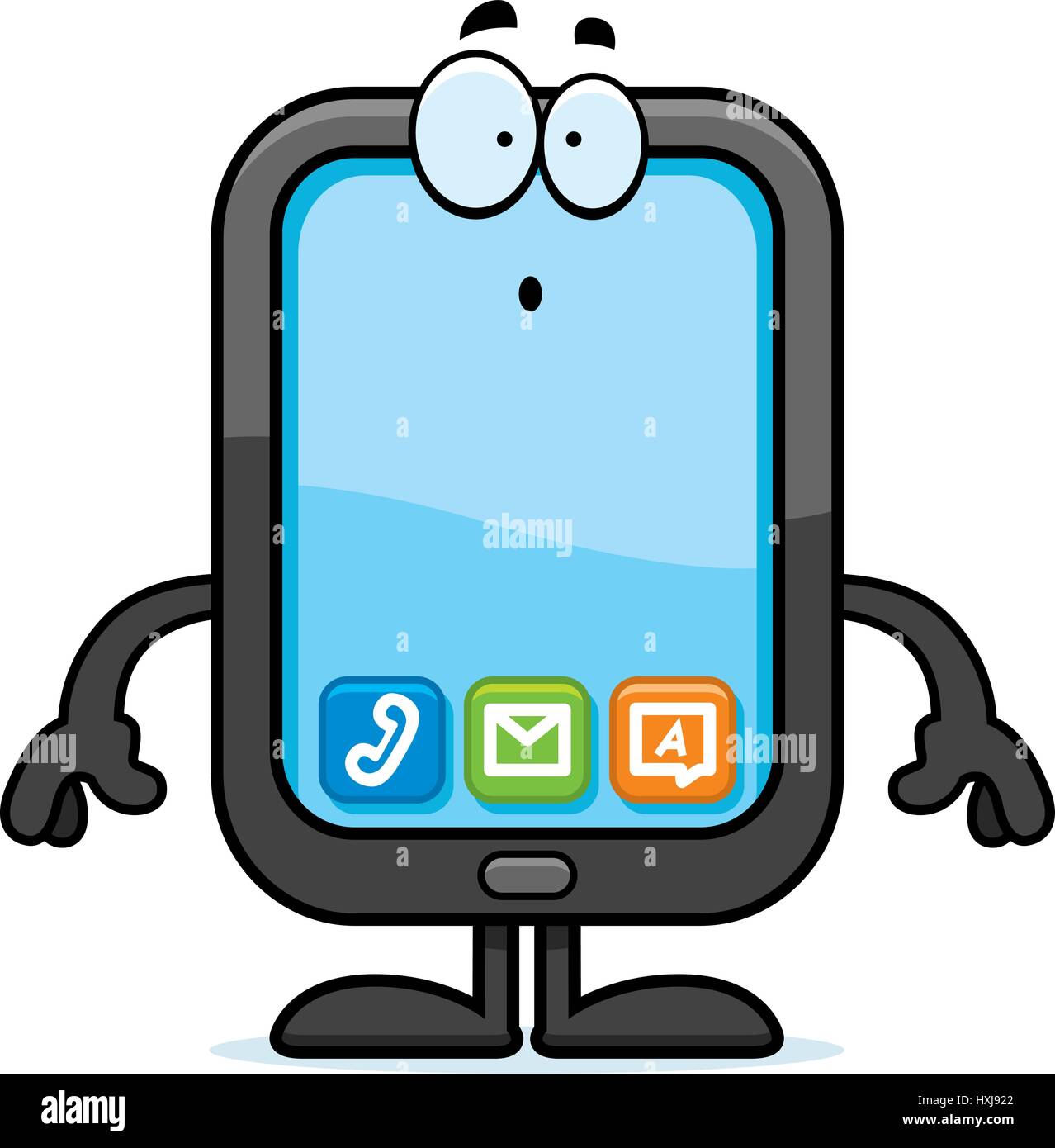 A cartoon illustration of a smartphone looking surprised Stock Vector ...