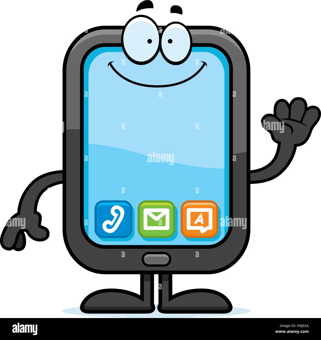 A cartoon illustration of a smartphone waving Stock Vector Image & Art ...