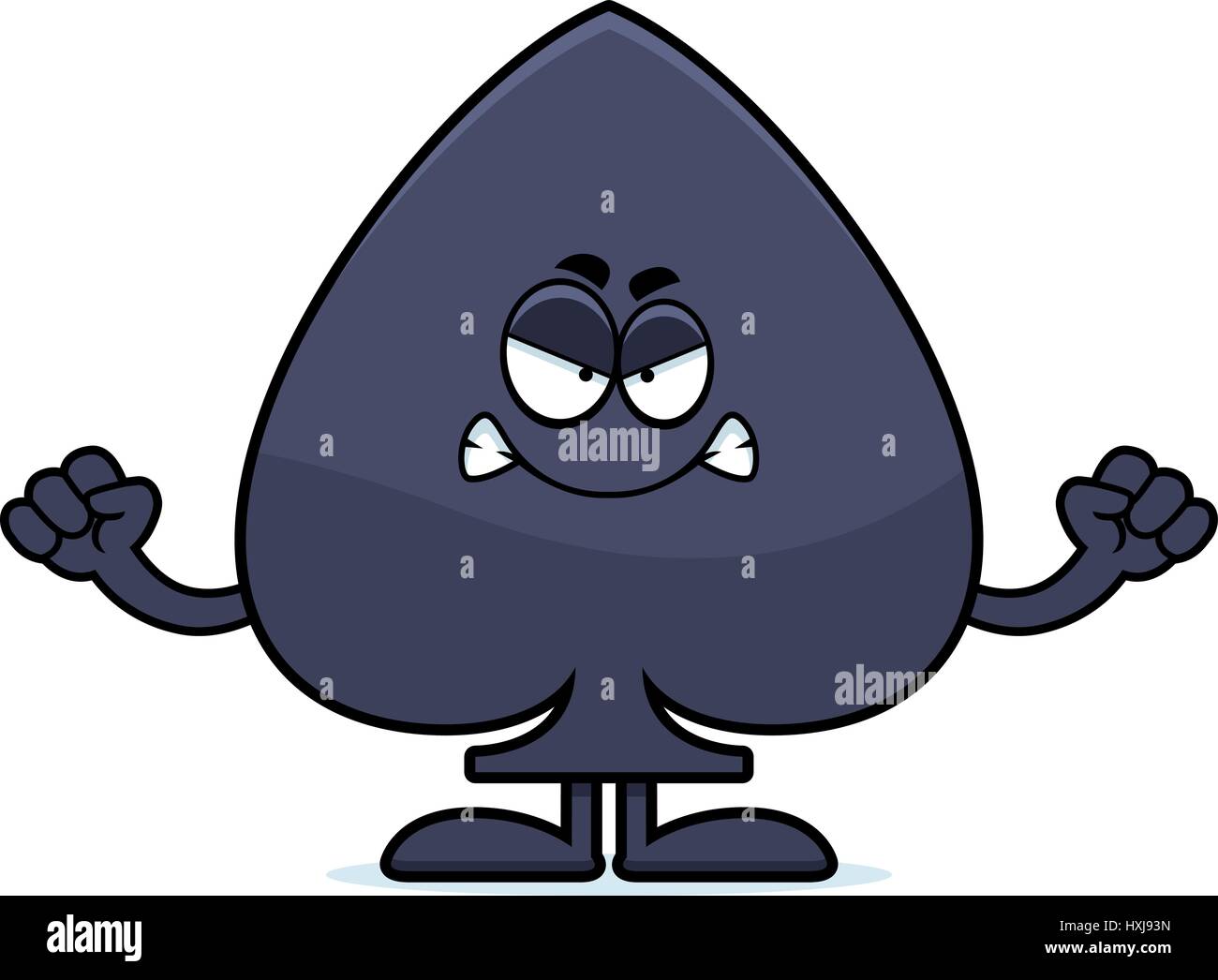 A cartoon illustration of a spade card suit looking angry Stock Vector ...