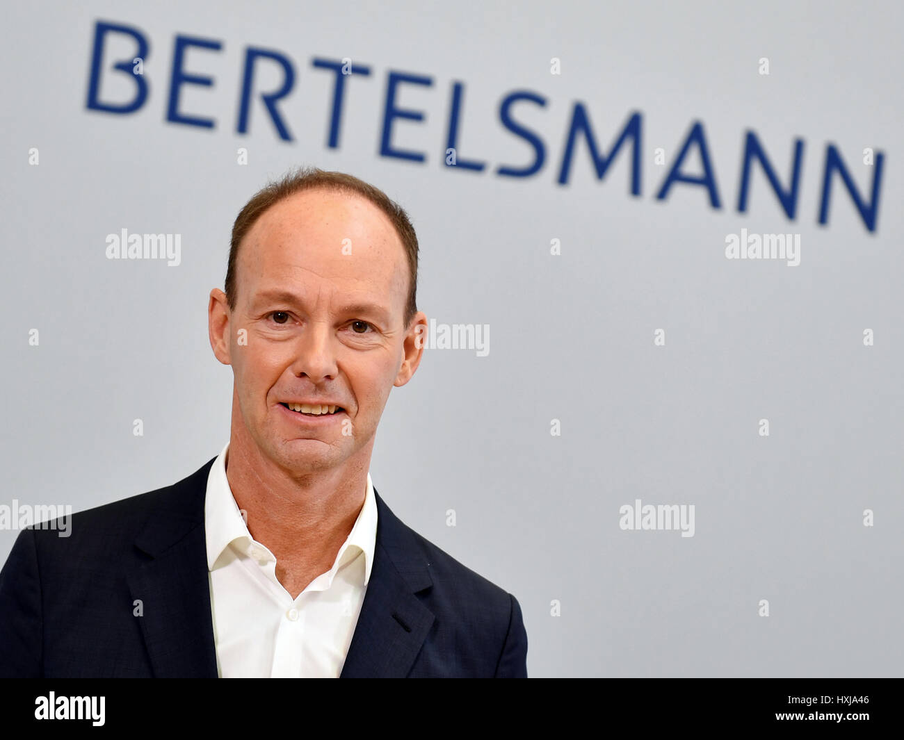 Bertelsmann CEO Thomas Rabe arrives for the annual financial statement ...