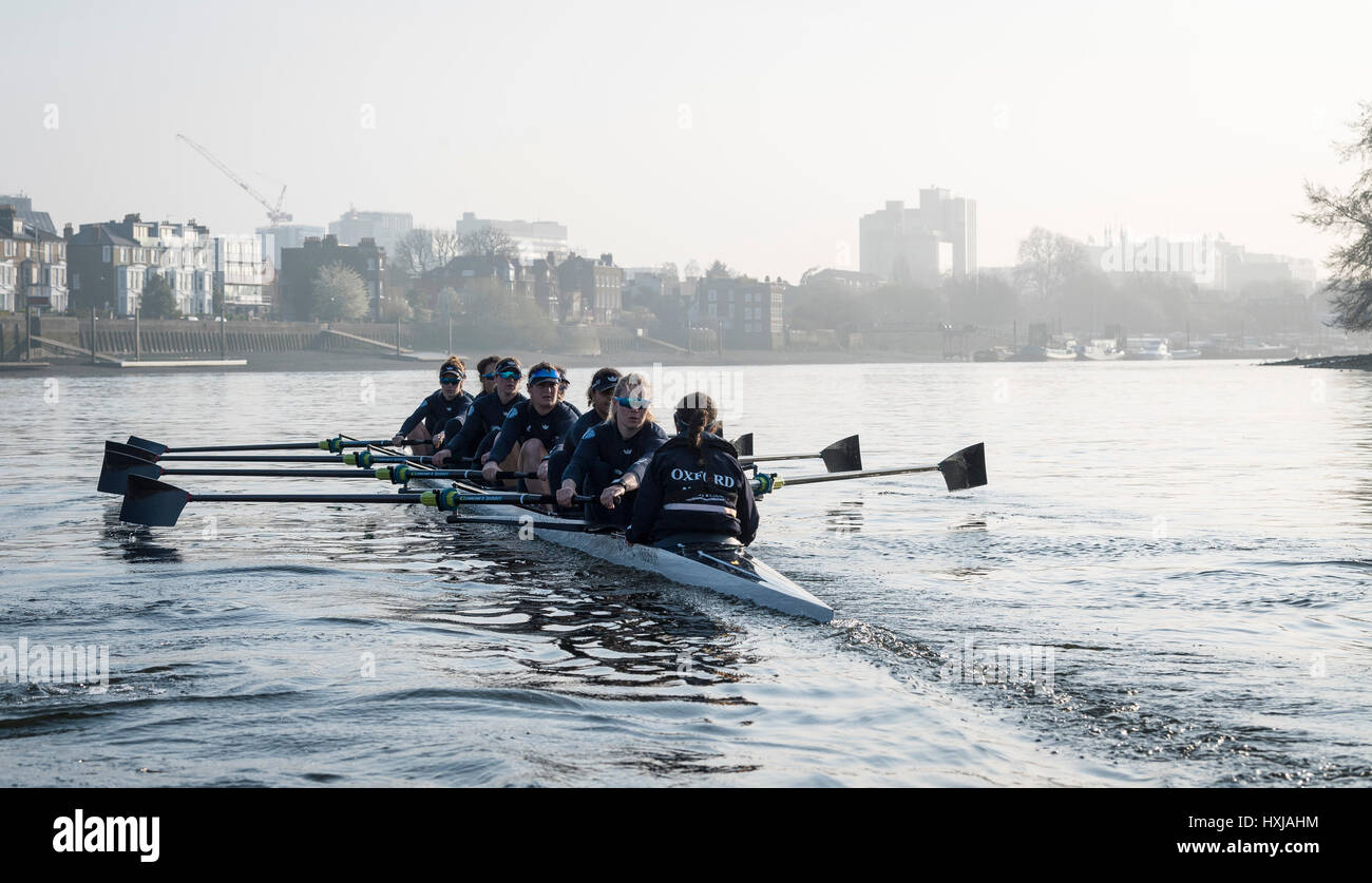 London, UK. 28th Mar, 2017. Oxford University Women's Boat Club on a ...