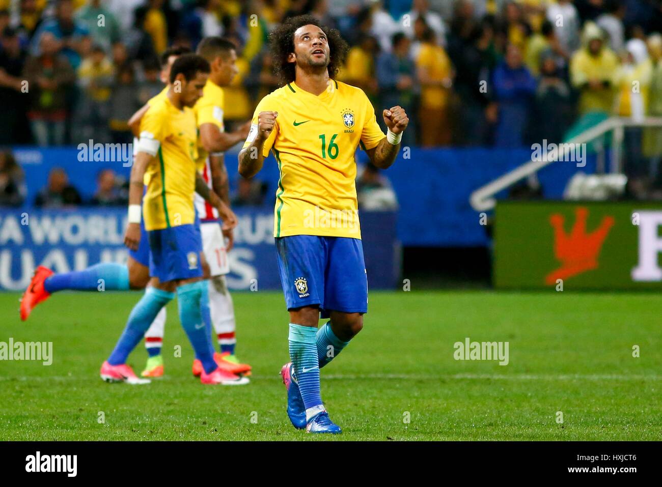 Sao Paulo, Brazil. 28th March, 2017. Goal celebration of Brazil, scored ...
