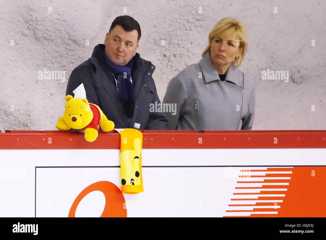 Helsinki, Finland. 28th Mar, 2017. (L-R) Brian Orser, Tracy Wilson ...