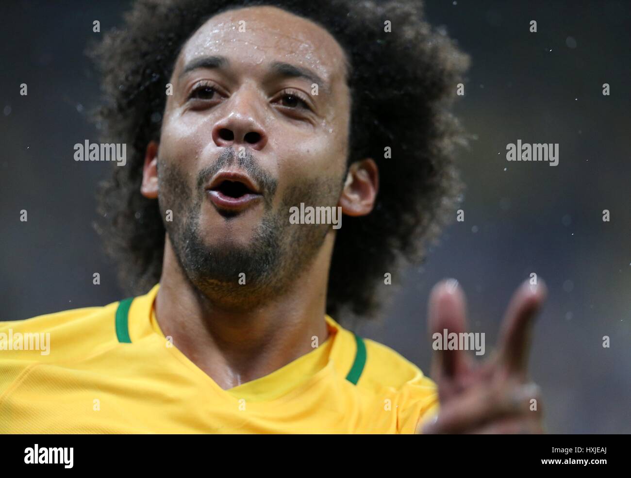Sao Paulo, Brazil. 28th Mar, 2017. Marcelo of Brazil celebrates his ...