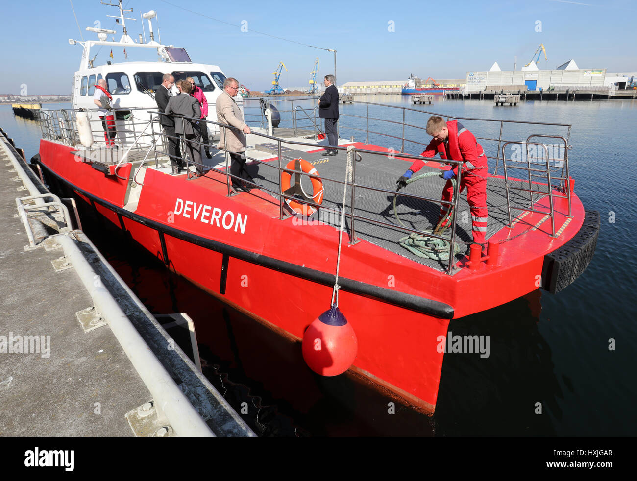 Wismar, Germany. 28th Mar, 2017. The Deveron, a special ship purpose ...