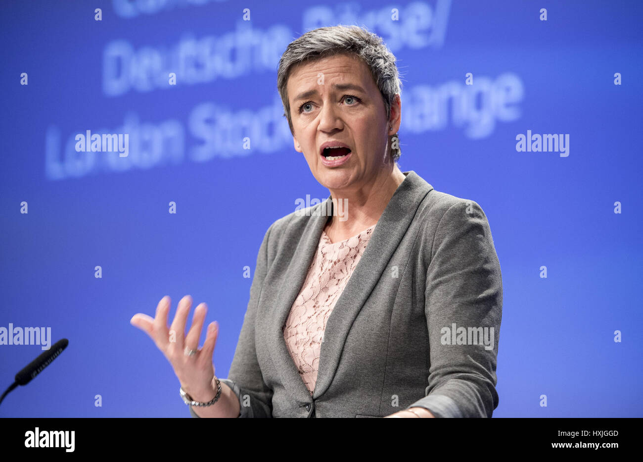 Margrethe Vestager, EU commissioner for Competition gives the press ...