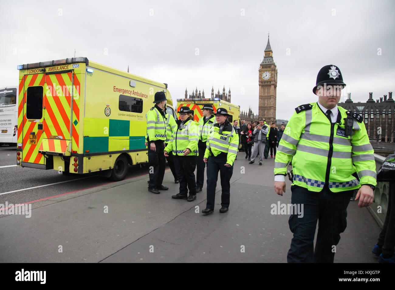 Westminster Bridge. London. UK .29 Mar 2017 - Emergency services on ...