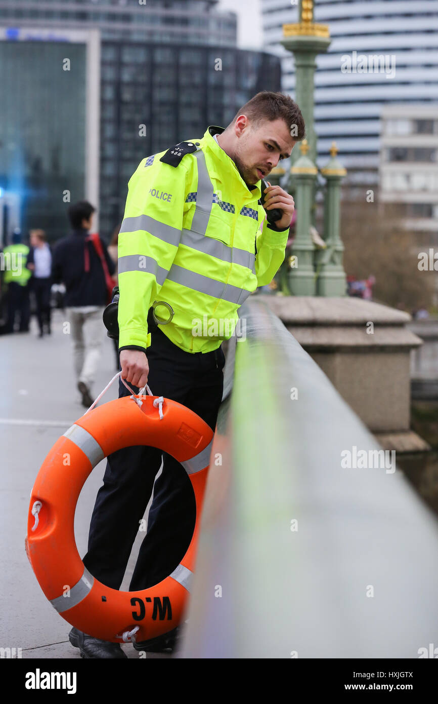 Westminster Bridge. London. UK .29 Mar 2017 - Emergency services on ...